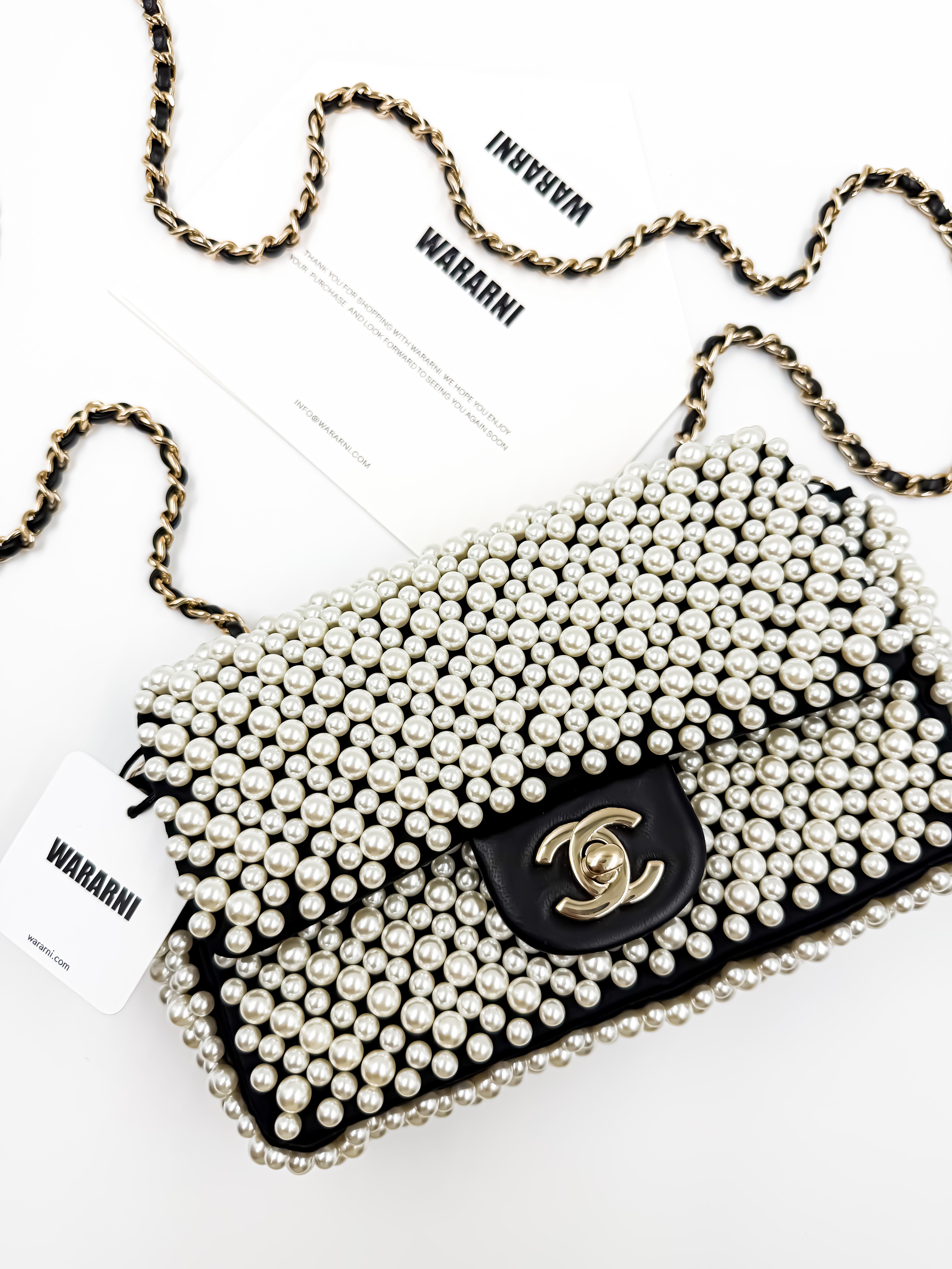 Chanel 19S Pearl-Embellished Mini Rectangular Flap Bag – Wararni.com