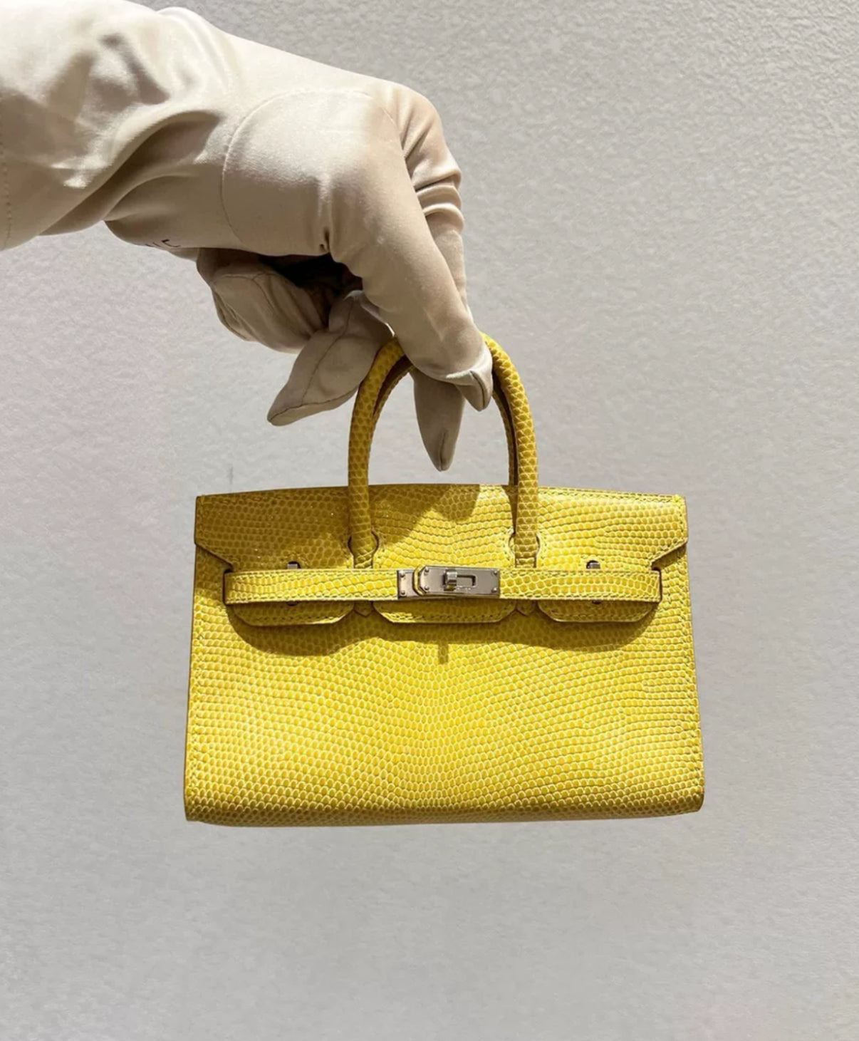 Hermès Limited Edition Yellow Lizard Micro Birkin 15 Palladium Hardwar ...