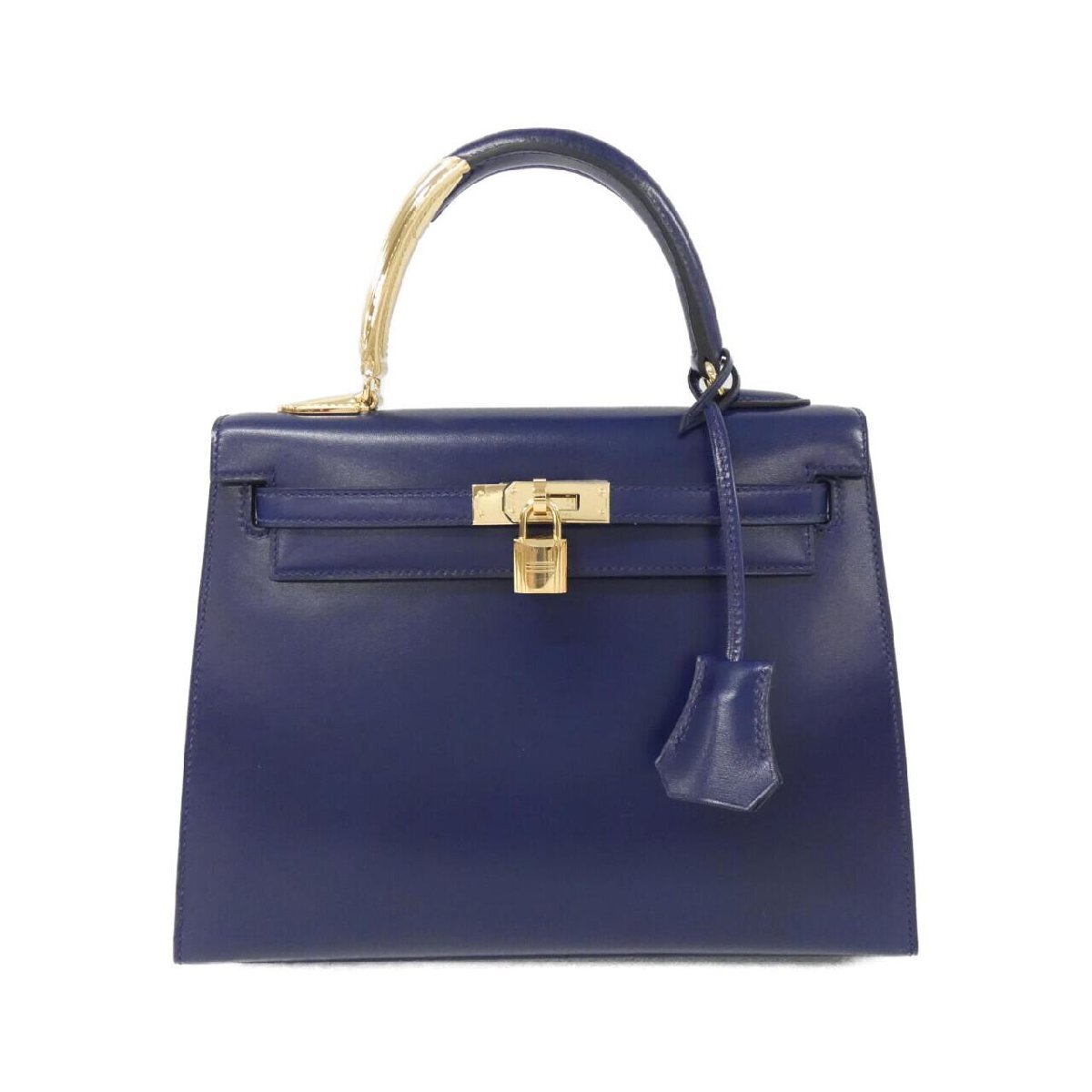 Hermes kelly Midas 25 Blue Sapphire box leather gold hardware – Wararni.com