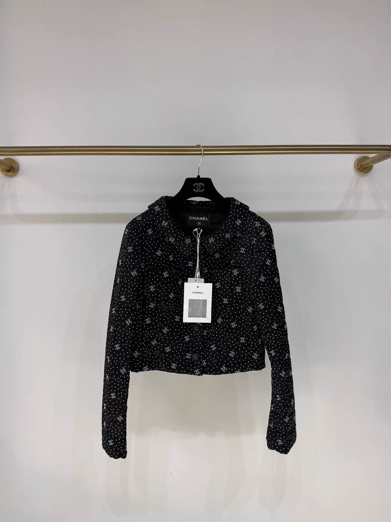 Chanel 24B Black Polka Dot All-C Logo Jacket – Wararni.com