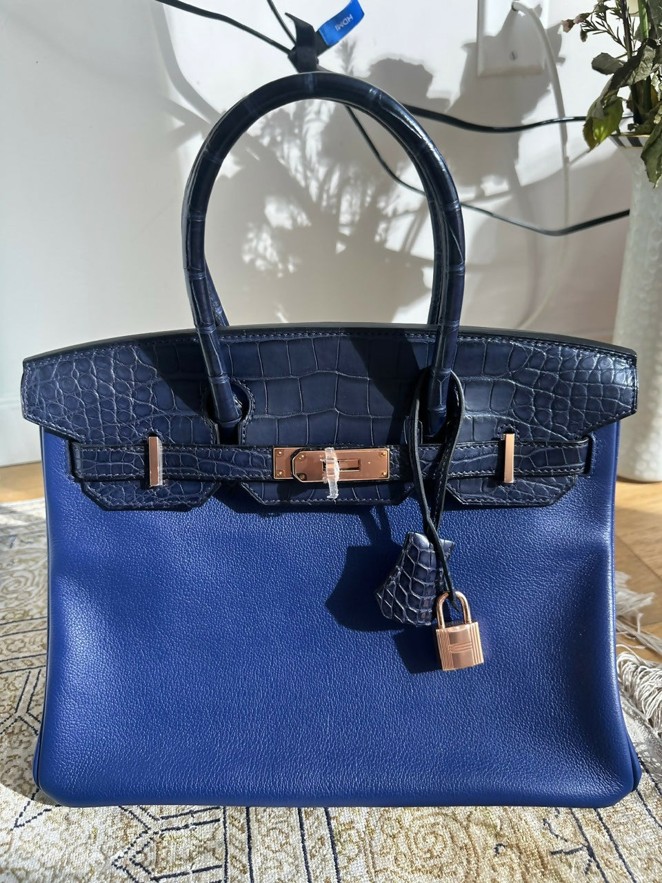 Hermes Birkin Touch 30 Bleu Marine Matte Mississipien Alligator and Bl ...