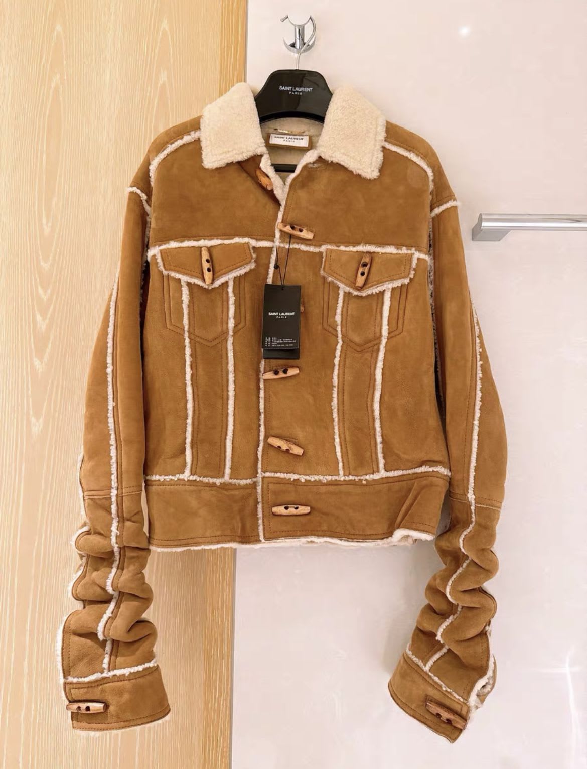 Saint Laurent catwalk camel sheepskin fur coat – Wararni.com