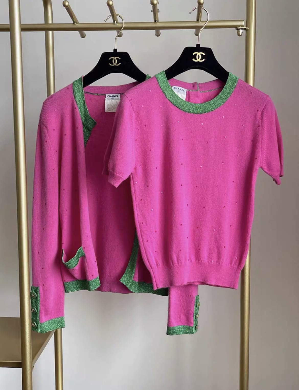 Chanel vintage rose red two-piece set fr38 rare model – Wararni.com